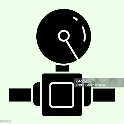 수도관 카운터 솔리드 아이콘입니다 가정용 공급 미터 또는 게이지 흰색 배경에 산업용 밸브 글리프 스타일 픽토그램 건설 표지판 모바일 개념 웹 디자인 벡터 그래픽 검은색에