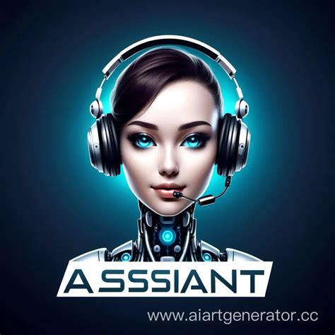 Futuristic Ai Logo Sexy Feminine Robot Online Assistant With Headset