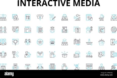Interactive Media Linear Icons Set Engagement Digital Multimedia