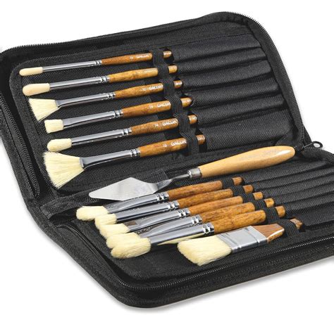 GACDR Oil Paint Brush Set 12 Pieces Versatile Hog Bristle Paint