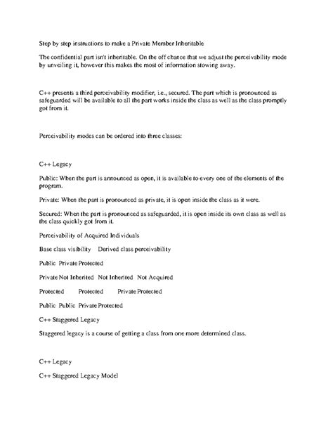 Step By Step Instructions To Make A Private Member Inheritable On The