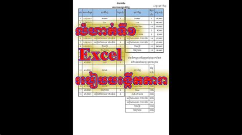 លំហាត់ទិ១ Excel Youtube