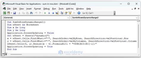 How To Sum A Range Of Cells In A Row Using Excel Vba 6 Methods
