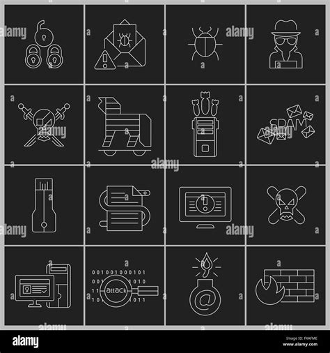 Hacker Icons Set Outline Stock Vector Image And Art Alamy