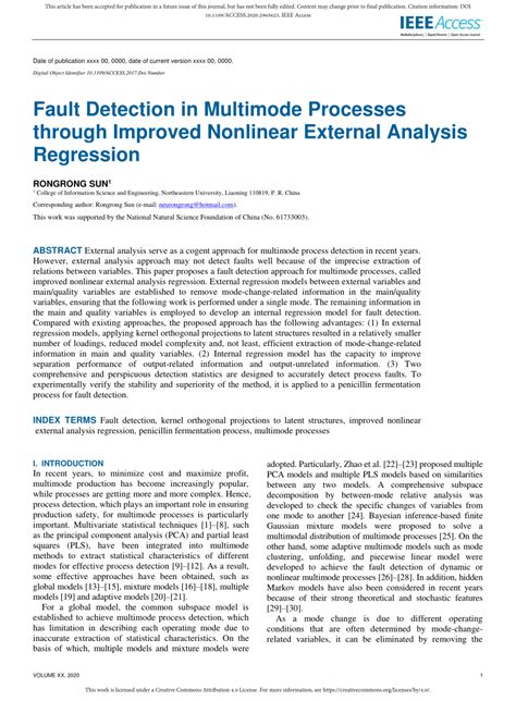 pdf fault detection in multimode processes through improved nonlinear