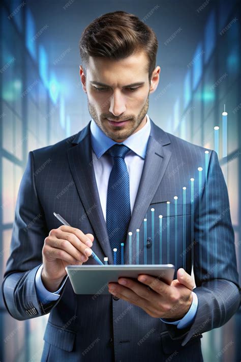 Businessman Using Tablet Analyzing Sales Data And Economic Growth Graph Chart Business Strategy