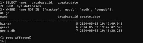 Sql Server Show List Databases Geeksforgeeks