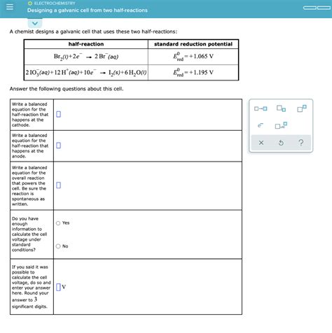 Solved O Electrochemistry Designing A Galvanic Cell From Two