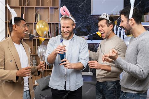 Free Photo Happy Men At Bachelor Party