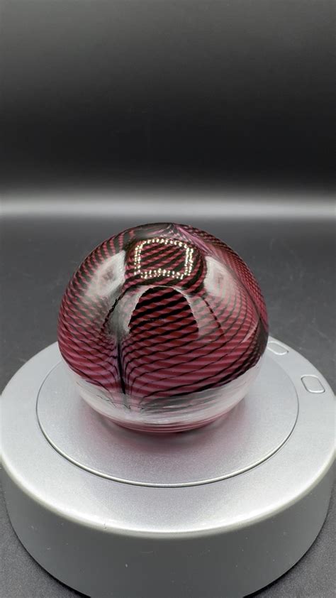 Stuart Abelman 1992 Pulled Pink And Black Striating Glass Over White Cased Amethyst 3” Scuff On