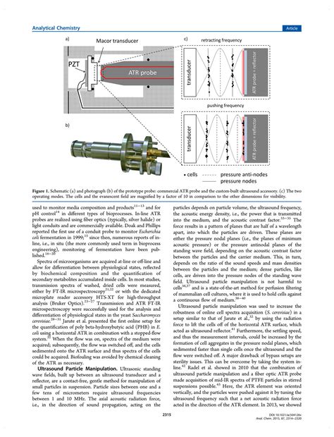 Solution Ultrasound Enhanced Attenuated Total Reflection Mid Infrared Spectroscopy In Line