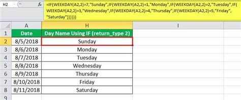 Weekday Function Excel Formula Examples Weekday