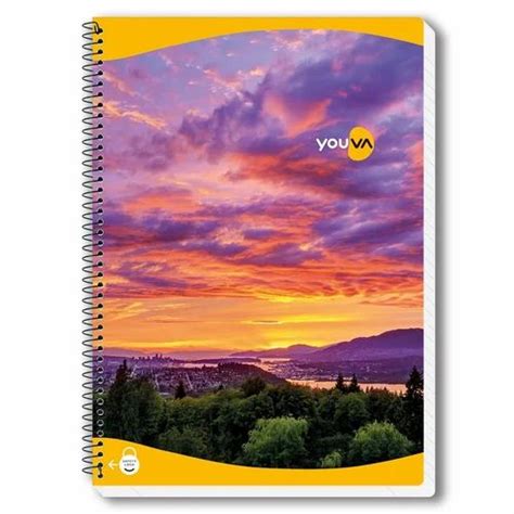 White Laminated Paper Cover Youva Spiral Long Notebook For College A4