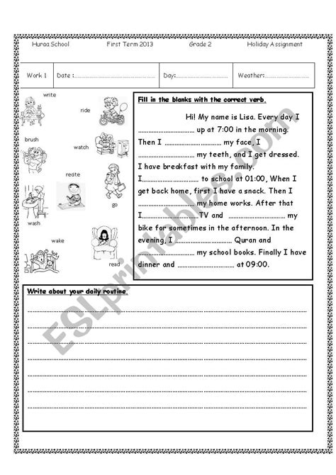 Revision Assignment Esl Worksheet By Soankry