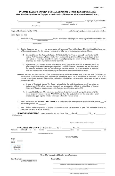 Sworn Declaration Form Sample Printable Forms Free Online