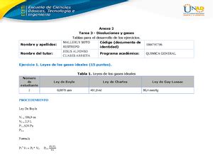 Unidad 2 Tarea 3 Disoluciones Y Gases Anexo 2 Tarea 3