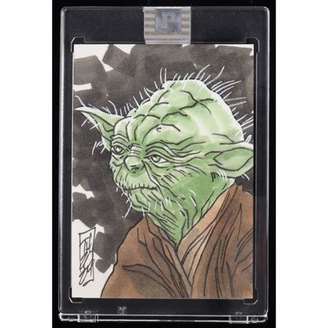 Yoda Star Wars Original Art Sketch Card By Tom Hodges 11 Original