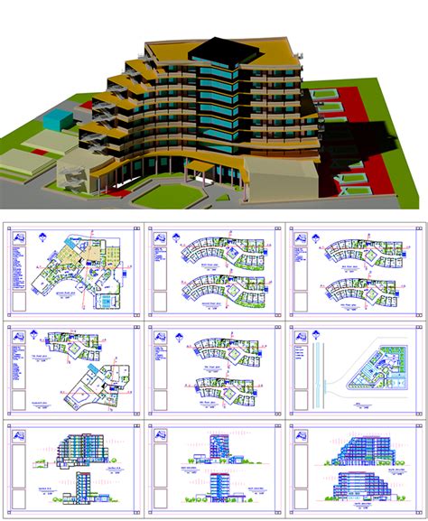 5 Star Hotel Plan 2d 3d DWG