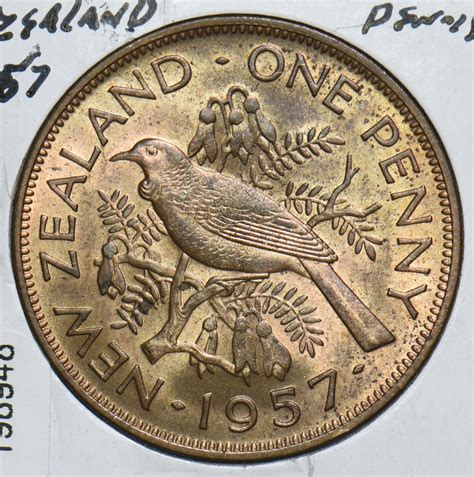New Zealand 1957 Penny Tui Bird 198948 Combine Shipping Coin Gold