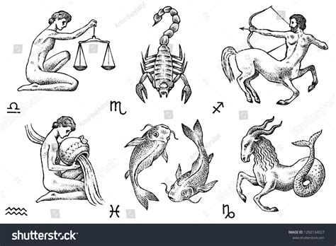 Zodiac Icons Astrology Horoscope Signs Calendar เวกเตอร์สต็อก ปลอดค่า
