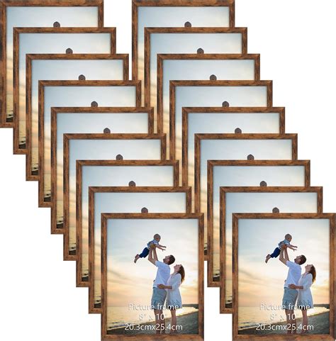 Hoikwo 18 Packs 8x10 Rustic Brown Multi Picture Frames Set