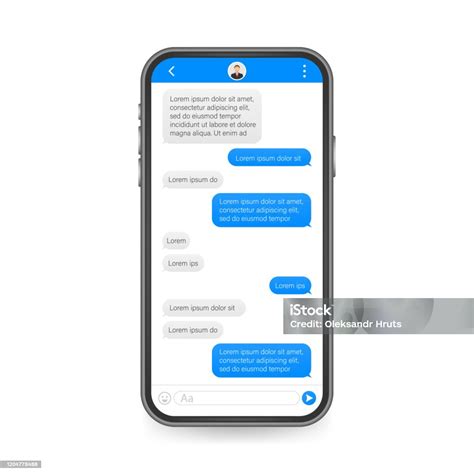 대화 창채팅 인터페이스 응용 프로그램 모바일 Ui 디자인 개념을 정리합니다 Sms 메신저 벡터 스톡 일러스트레이션입니다 문자