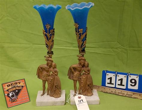 Pr 19th C Gilt Bronze Garnitures W Glass Vase Inserts