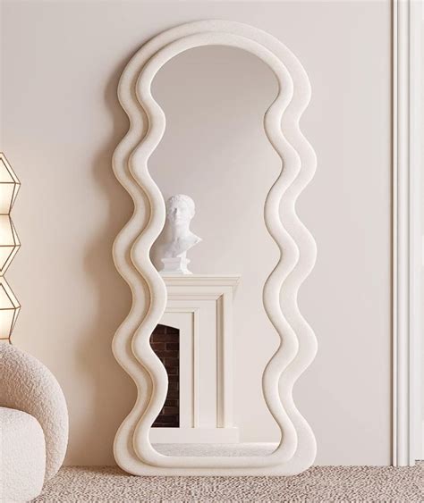BOJOY Full Length Wavy Arched Mirror 63x24in Wall Mount Standing