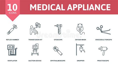 Pictogram Voor Set Van Medische Apparaten Bewerkbare Pictogrammen