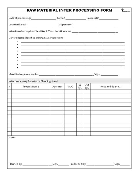 Raw Material Inter Processing