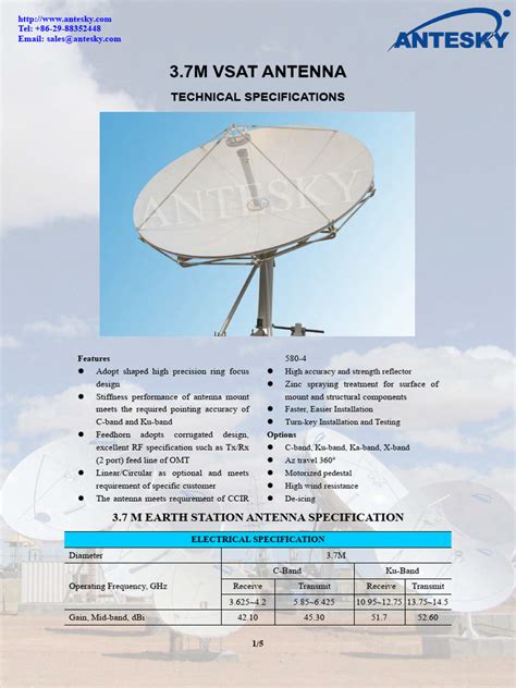 Antesky 3 7m Vsat Antenna Introduction Pdf Antenna Radio Electronics