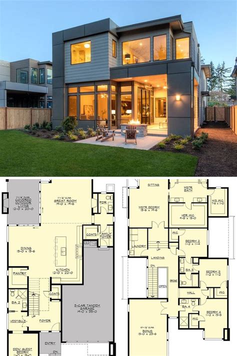 Two Story 4 Bedroom Sunoria Contemporary Style Home Floor Plan