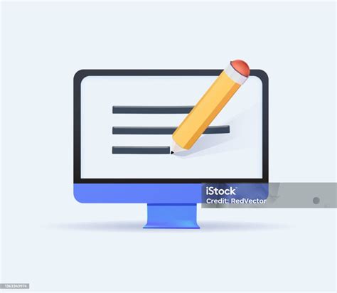 복사 쓰기 아이콘 컴퓨터와 연필 창의적인 글쓰기와 스토리텔링 교육 개념 교육 작성 3차원 형태에 대한 스톡 벡터 아트 및 기타 이미지 Istock