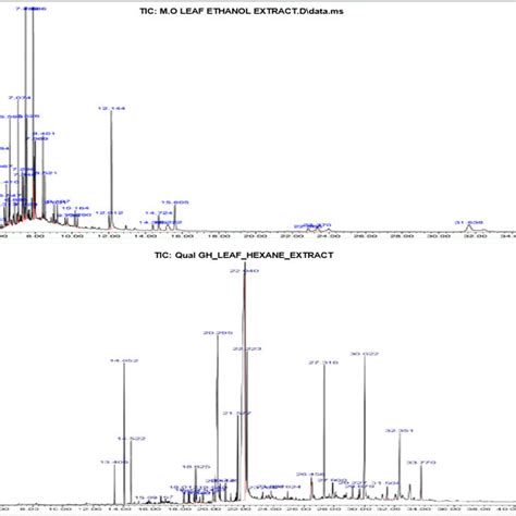 Gcms Chromatogram Of Ethanol A And Hexane B Extract Of G