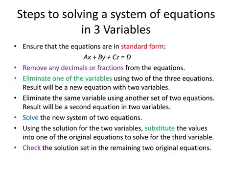 Systems Of 3 Equations In 3 Variables Pptx