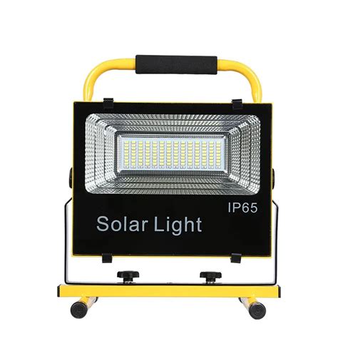 Solar Led Portable Flood Light Red Blue Flashes Emergency Rechargeable