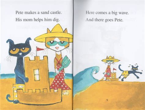 英文原版 Pete the Cat Pete at the Beach皮特猫 I can read 1分级读物儿童绘本图画故事书 虎窝淘