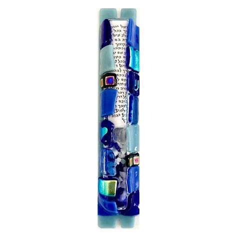 Blue Smash Glass Mezuzah By Sandi Katz
