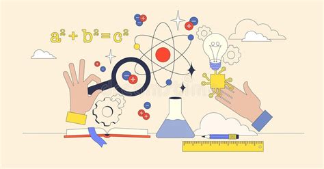 Stem Education With Hands Exploring Science And Math Symbols