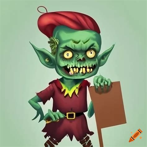 Zombie Elf Holding A Sign On Craiyon
