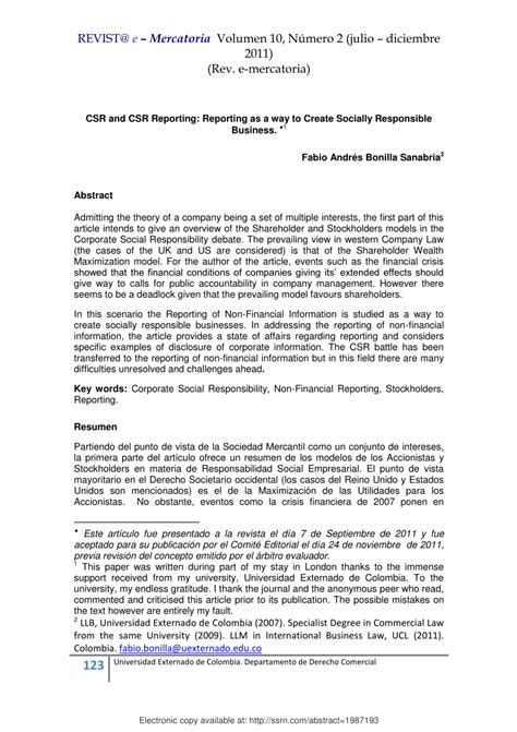 Pdf Csr And Csr Reporting Reporting As A Way To Create Socially