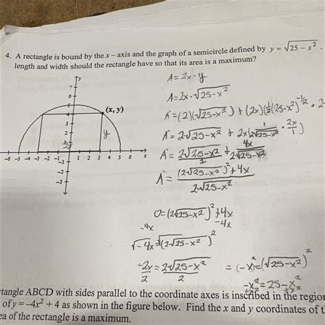 A Rectangle Is Bound By The X Axis And The Graph Of A Semicircle