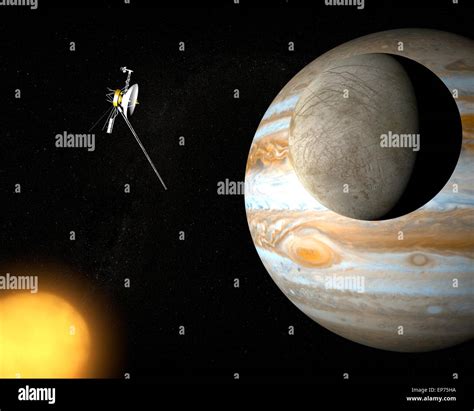 La Luna De Júpiter Europa Por Satélite Y La Sonda Espacial Voyager