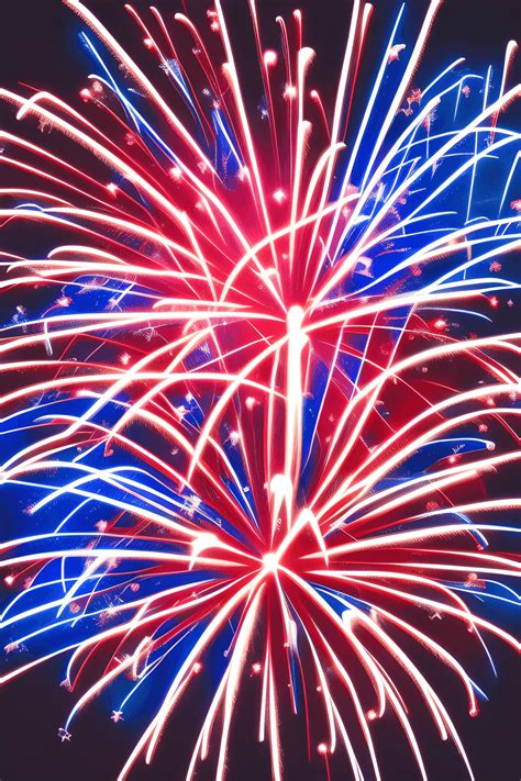 Red White And Blue Fireworks In The Sky · Creative Fabrica