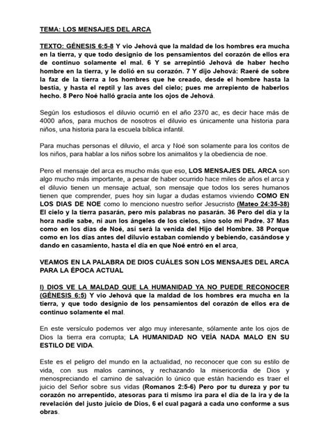 Mensajes Del Arca Relevancia Actual Pdf Arca De Noé Pecado