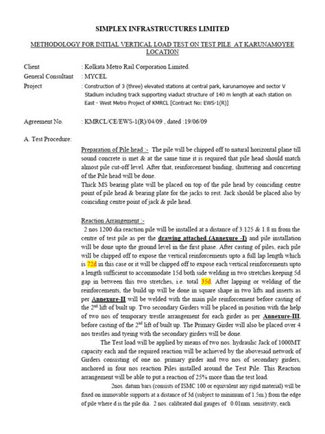Load Test Methodology Central Park Pdf Deep Foundation Civil