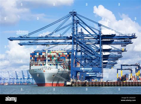 Oocl Hong Kong Container Ship Docked At The Port Of Felixstowe Laden