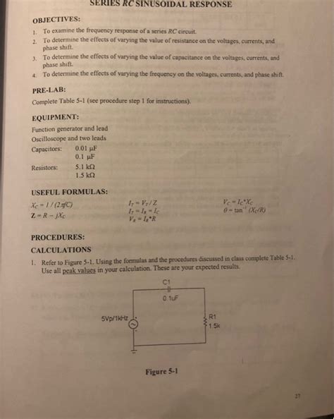 Solved SERIES RC SINUSOIDAL RESPONSE OBJECTIVES To Chegg