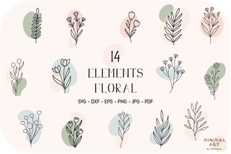 14 Hand Drawn Flowers And Leaves Svg Png Graphic By Momixzaa Creative