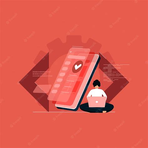 Premium Vector Mobile Application Development Programmer With Programming Language Developing